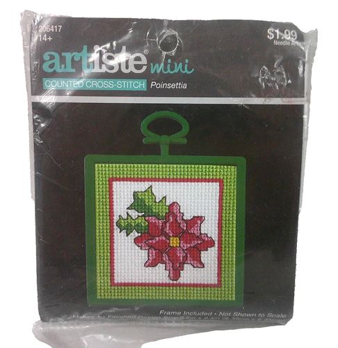 Vintage Zweigart Artiste Mini Counted Cross Stitch Kit Poinsettia ...