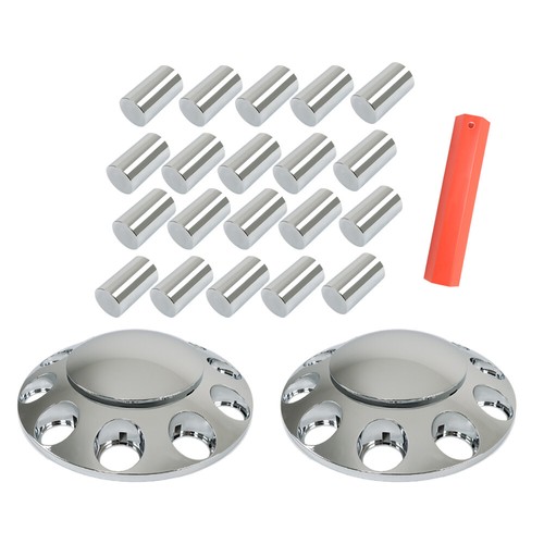 2Pcs Front Axle Cover Hub Cap Thread And 33mm Lug Nuts Covers For Semi ...