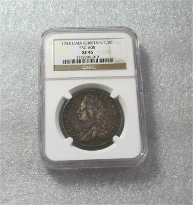 1745 GREAT BRITAIN UK George II Antique Silver Half Crown LIMA XF45 NGC ...