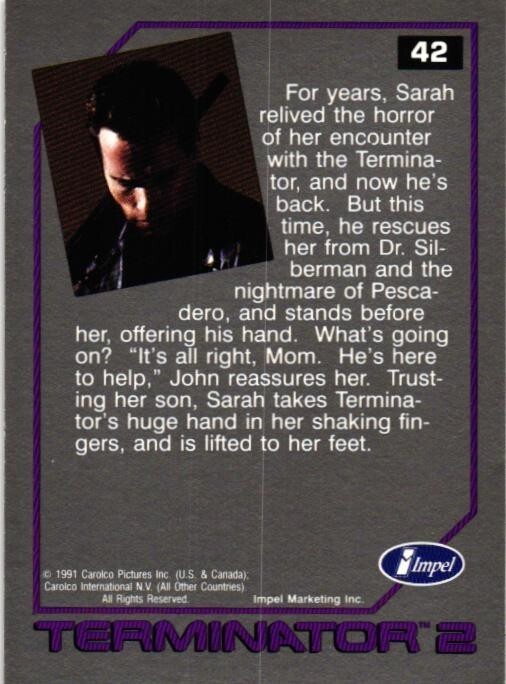 TERMINATOR 2 1991 IMPEL T2 Judgement Day Card #42 Come with me | eBay