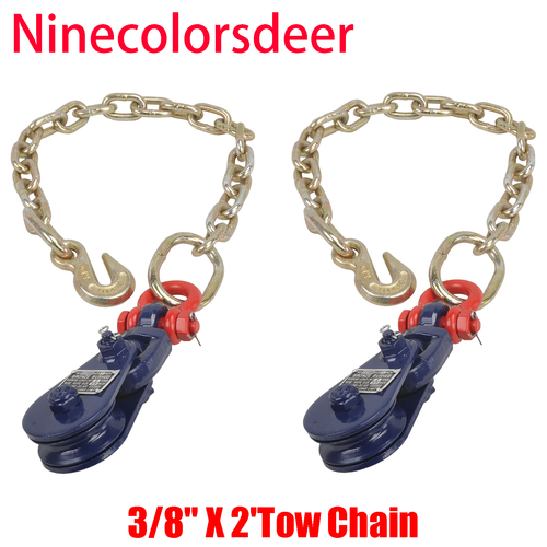 2PCS 2 Ton 3" Snatch Block with Shackle & Chain Anchor Wrecker Car ...