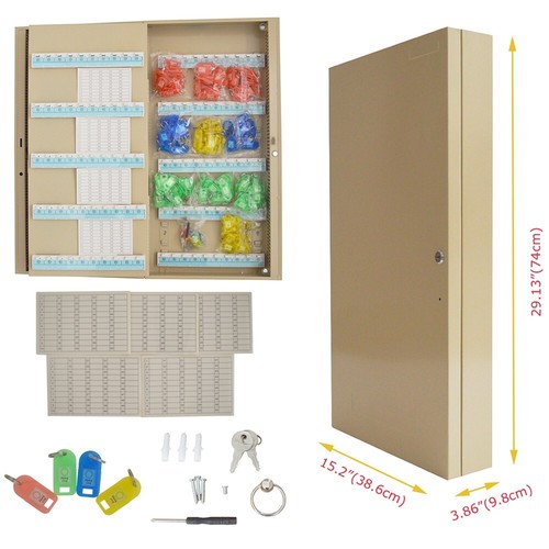 Key Cabinet 200 Iron Wall Hangers With Key Chains Beige 200 Hooks Lock ...