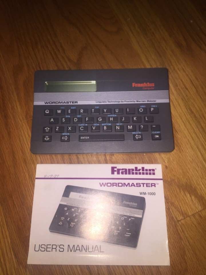 Vintage Franklin Deluxe Wordmaster Computer Merriam Webster WM-1000 ...