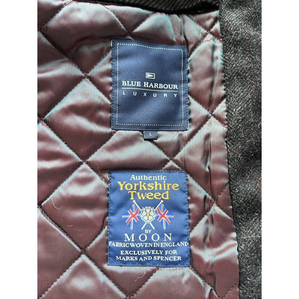 Blue Harbour Moon Tweed Overcoat Men’s Size L Brown Quilted Shooting ...