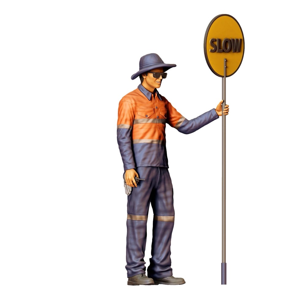 Traffic Control Flagman Resin 3d Printed Diorama Figure Unpainted Very ...