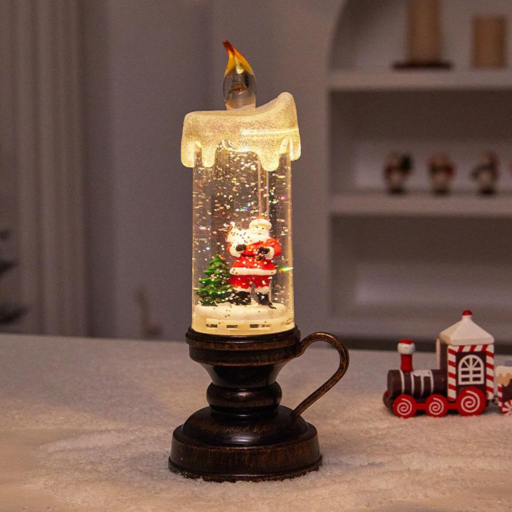 Christmas Water Injection Candle Glittering LED Flameless Candles Light ...
