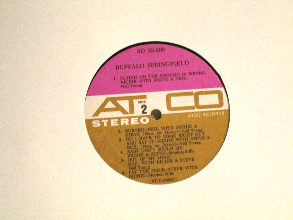 BUFFALO SPRINGFIELD ORIGINAL 1966 STEREO DEBUT ATCO W/DELETED TRACK! EX ...