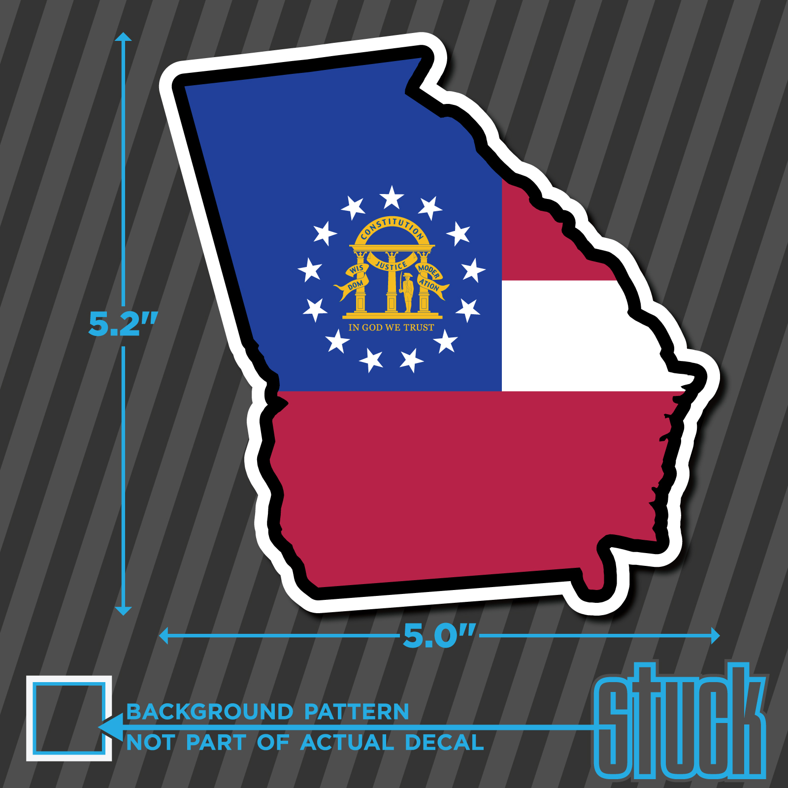 Georgia Flag Map Shape - 5.0"x5.2" - printed vinyl decal sticker GA USA ...