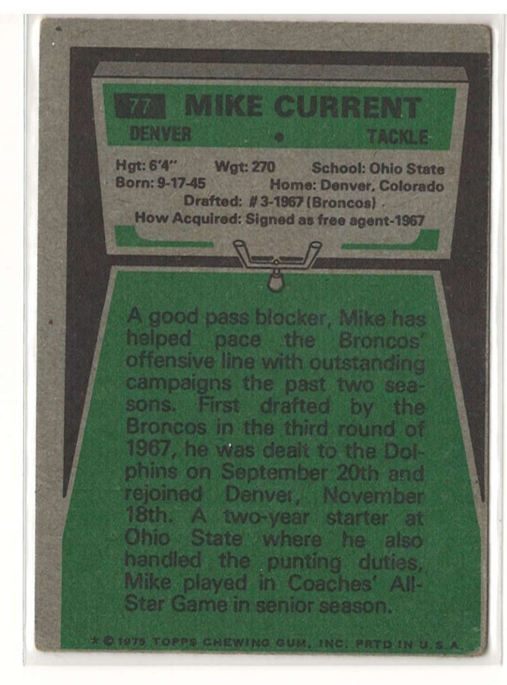 1975 Topps Football #77 Mike Current Denver Broncos | eBay