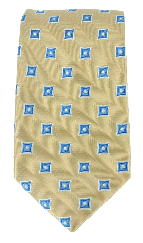Jos A Bank Tie Taupe & Blue Geometric Woven Silk Necktie 58 x 3.5 in ...