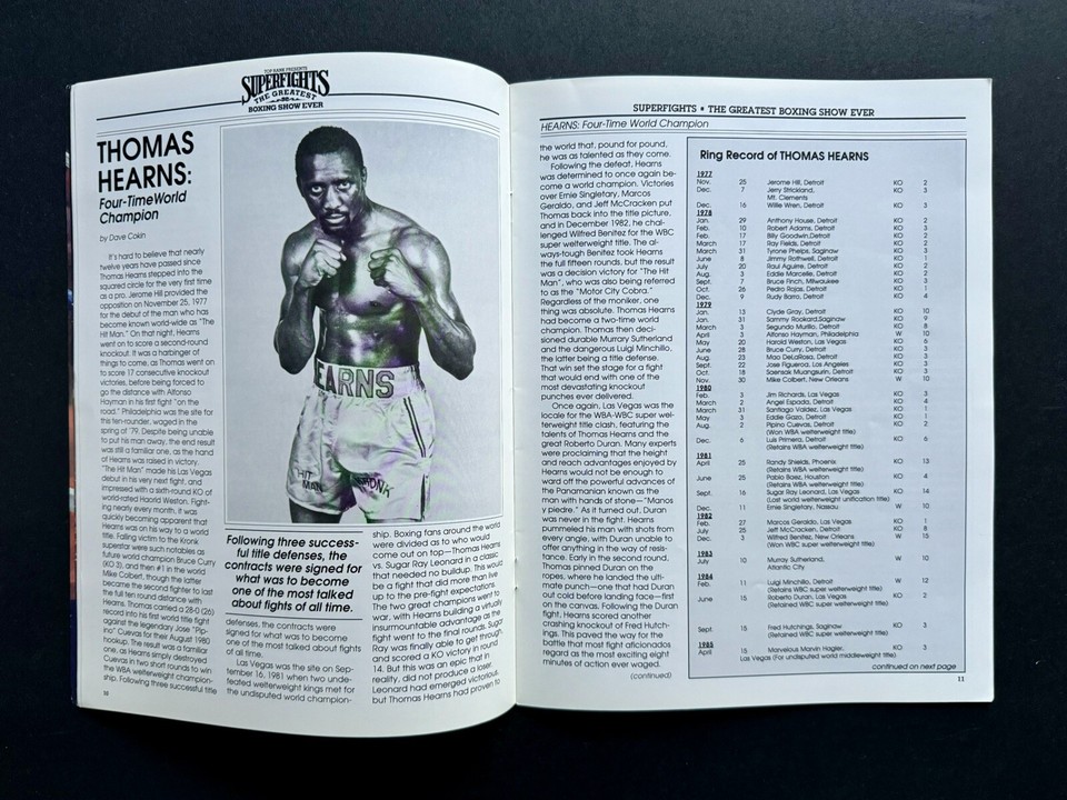 Boxing Program Thomas Hearns • Michael Nunn 1988 | eBay