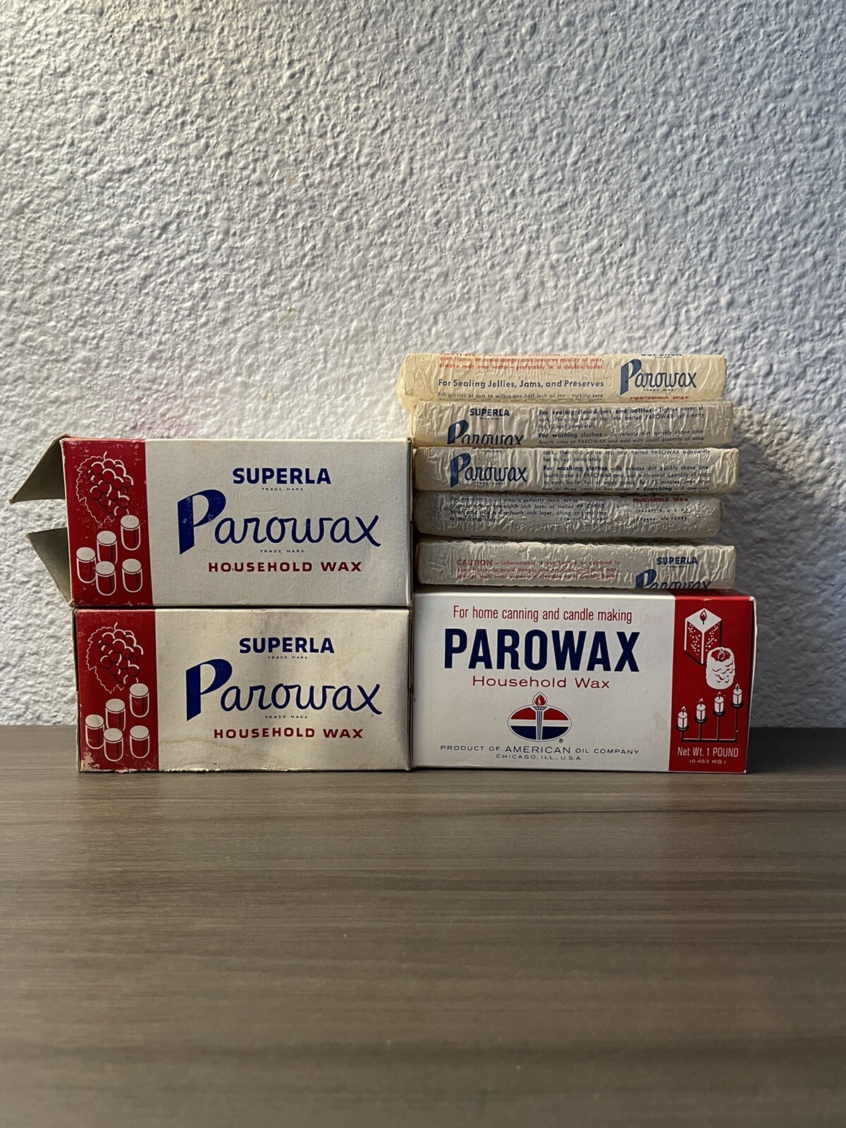 Vintage Parowax Household Wax 3 NOS Boxes And 5 Loose Cakes Of Wax ...