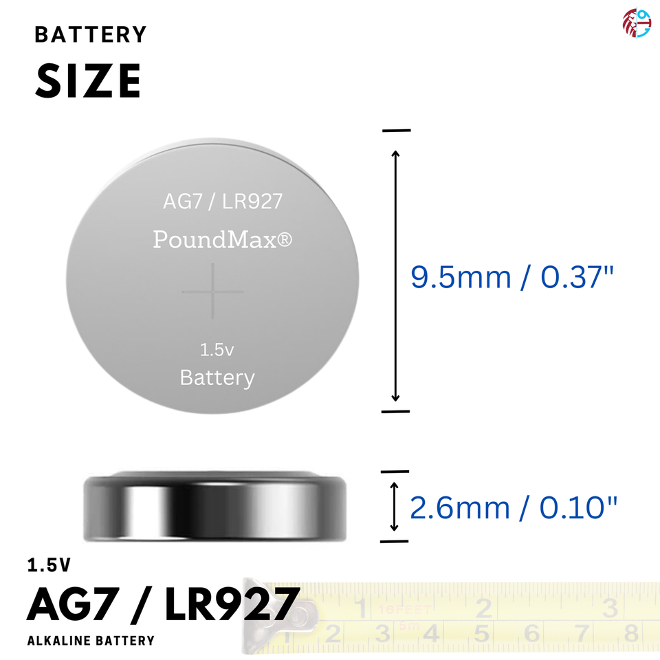 PoundMax AG7 LR927 Batteries 1.5v Alkaline Button Cell Battery - 10 ...