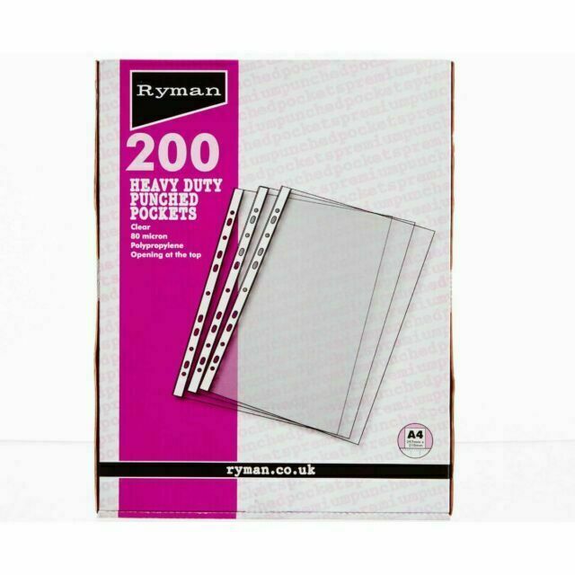 Ryman A4 Premium Pockets 80 Micron, Clear - 200 Pack for sale online | eBay