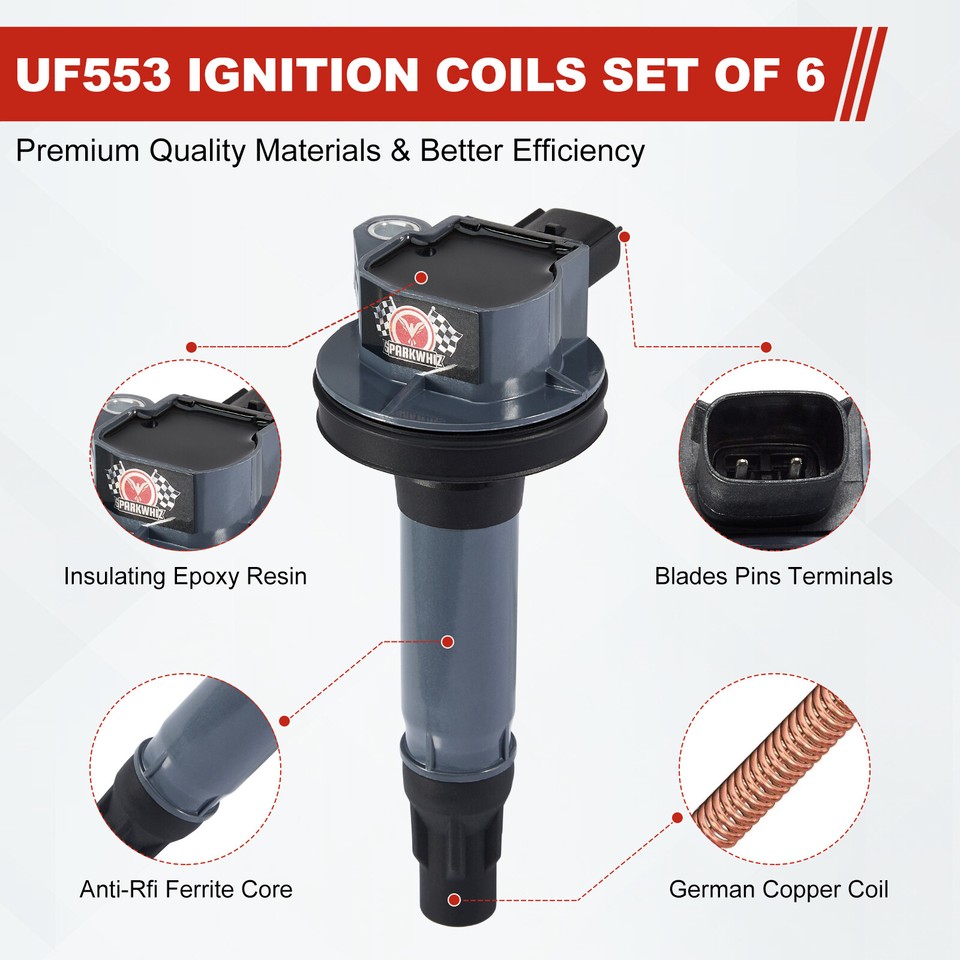 6 Pack High Performance Ignition Coil For Ford F150 3.5L 3.7L V6 2011 ...