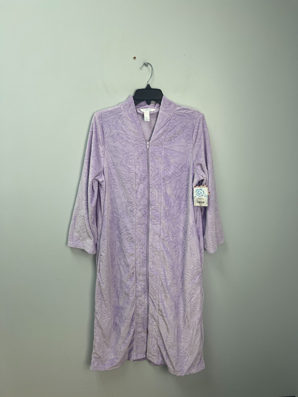 Adonna Pastel Purple Velour Zip Up Long Robe Women's Sz Medium Long ...