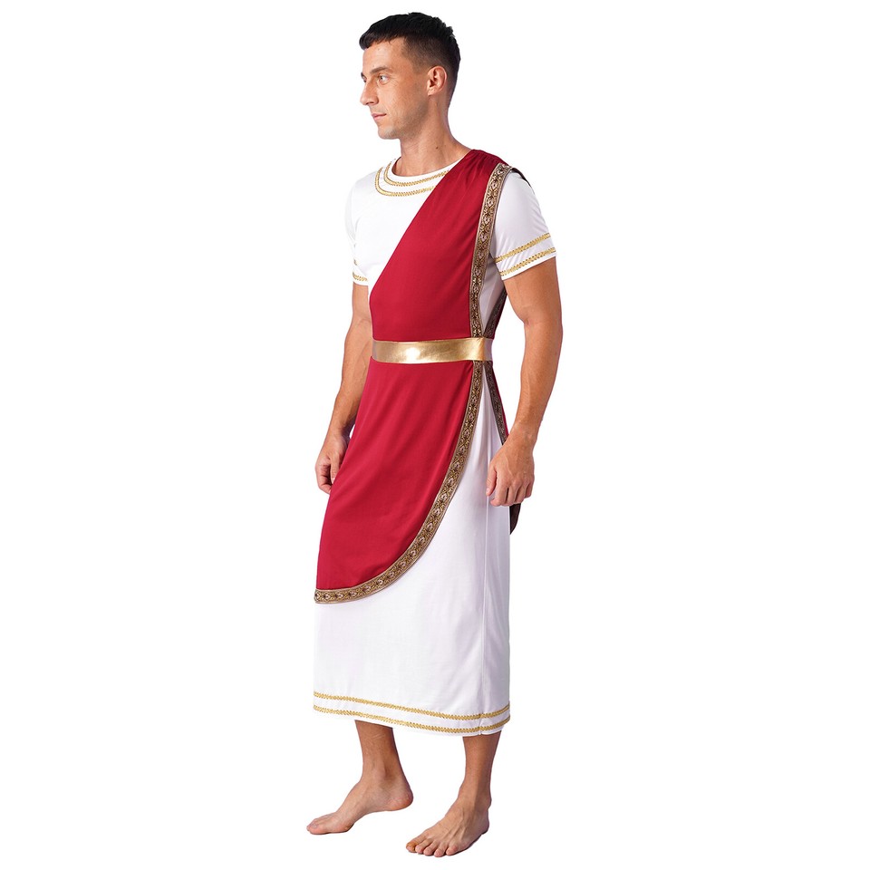Mens Ancient Greek Toga Costumes Carnivals Roman Robe Round Neck ...