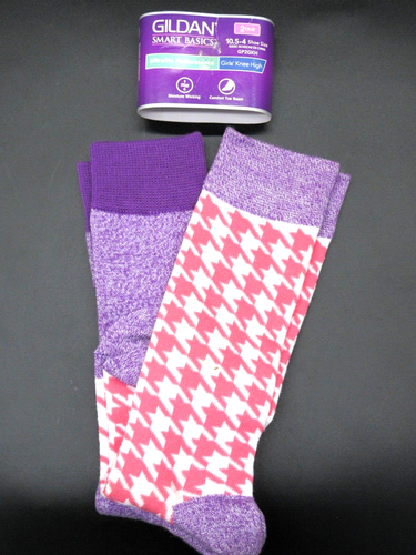 Gildan Smart Basic Girl's Knee-High Socks Two Pack new Pink & Purple ...