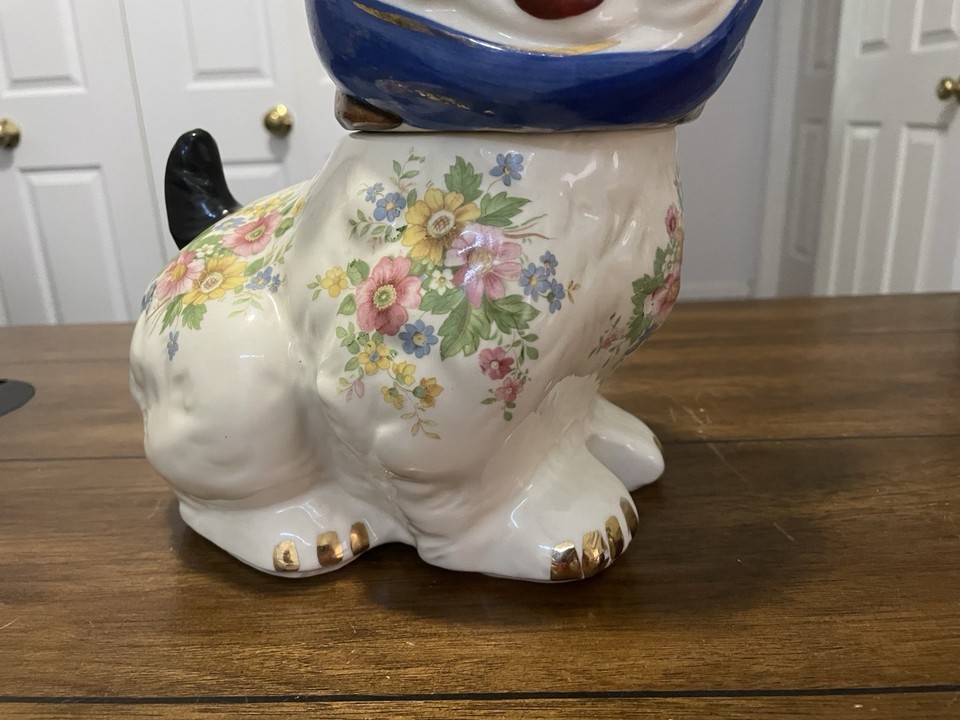 RARE Shawnee Pottery Muggsy Cookie Jar, Floral & Gold Trim/Details ...