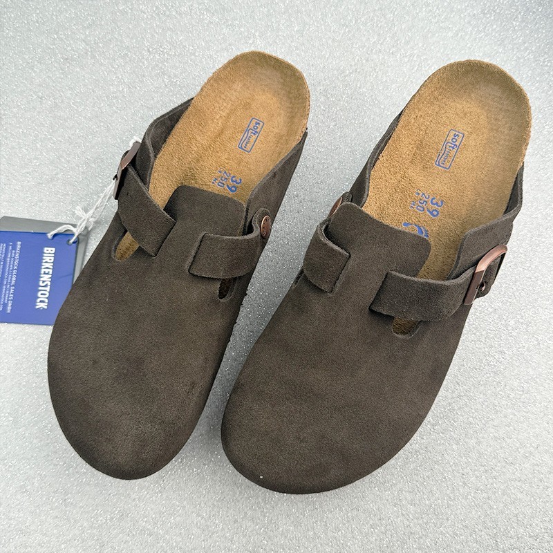 Birkenstock Boston Mocha Suede Leather Soft Footbed Unisex Clog Shoes ...