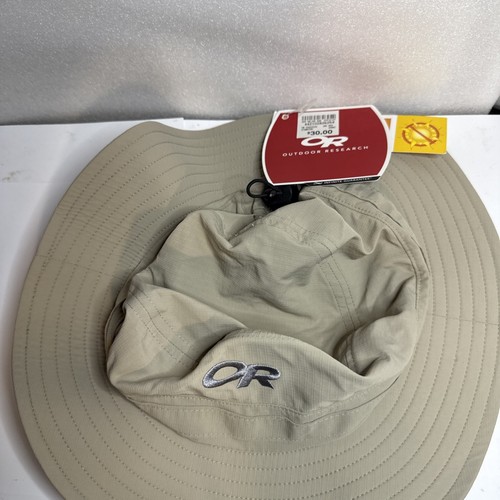 Outdoor Research Bonnie Hat Tan Nylon Wide Brim Bucket Cap W/Chin Strap Packable | eBay