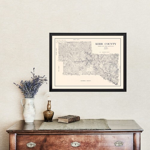 Old Map of Kerr County, TX 1923 - Vintage Texas Art | eBay