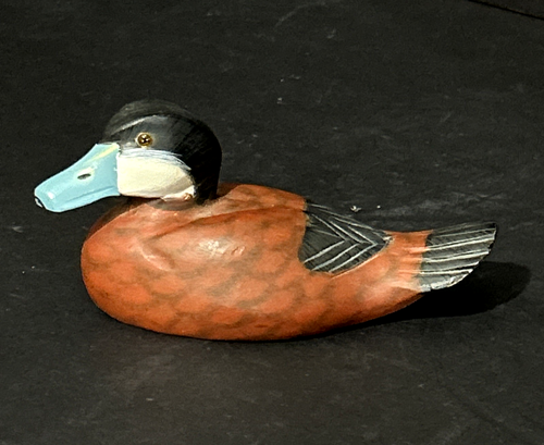 Vintage Hand Carved & Hand Painted Wooden Ruddy Duck 6" Decoy with ...