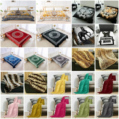 Faux Fur Fleece Throw Soft Warm Mink Large Sofa Bed Blanket Single ...
