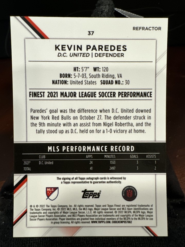 Kevin Parades 2022 Topps Finest MLS Refractor Auto | eBay