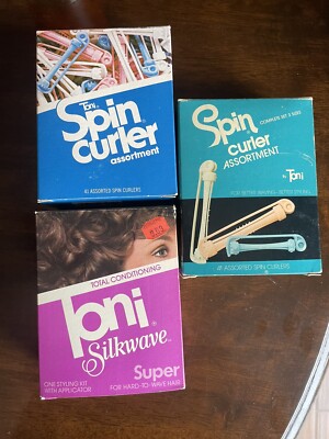 Vtg Spin Arm Swing Clip Perm Permanent Rods Curlers Lot of 3 Boxes Toni ...