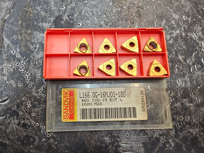 Qty 8 Sandvik L166 L166.0G-16NJ01-180 *60 ISO-18 EXT L 1020 carbide ...