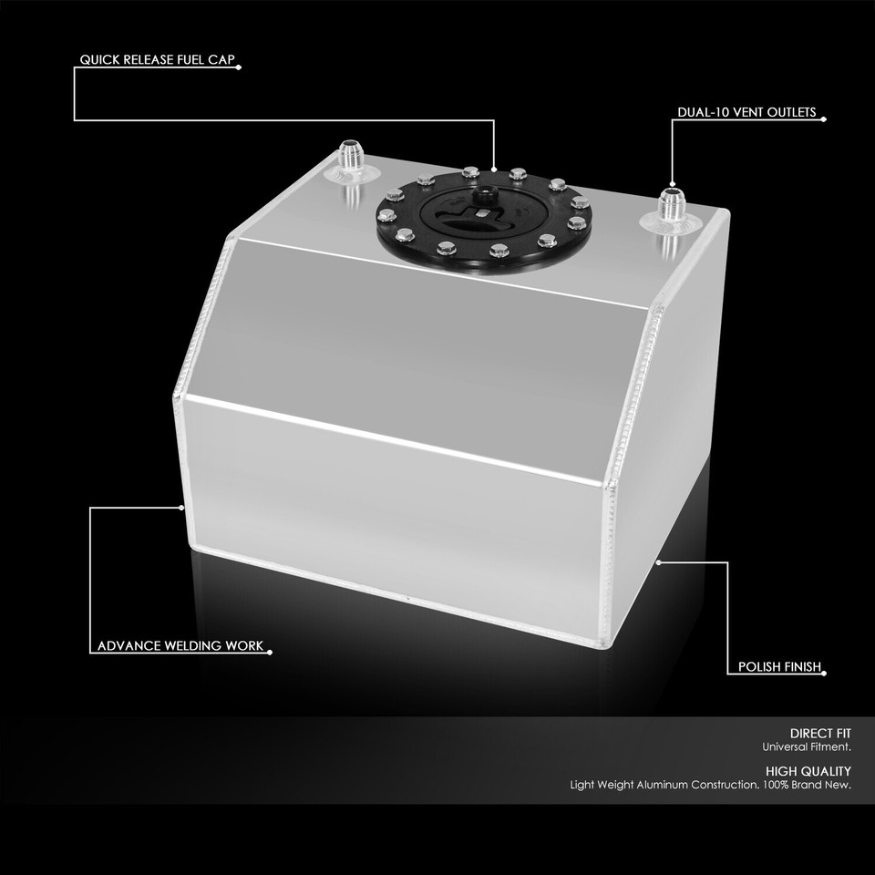 4 Gallon/20L Lightweight Aluminum Racing/Drift Fuel Cell Tank w/Cap ...