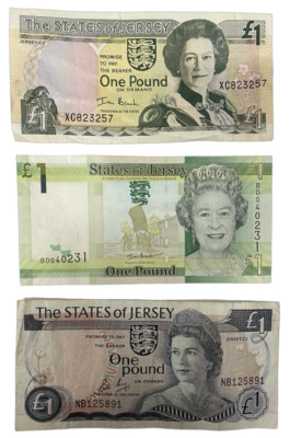JERSEY BANKNOTE COLLECTION - 3 X £1 JERSEY BANKNOTES - CHANNEL ISLANDS ...