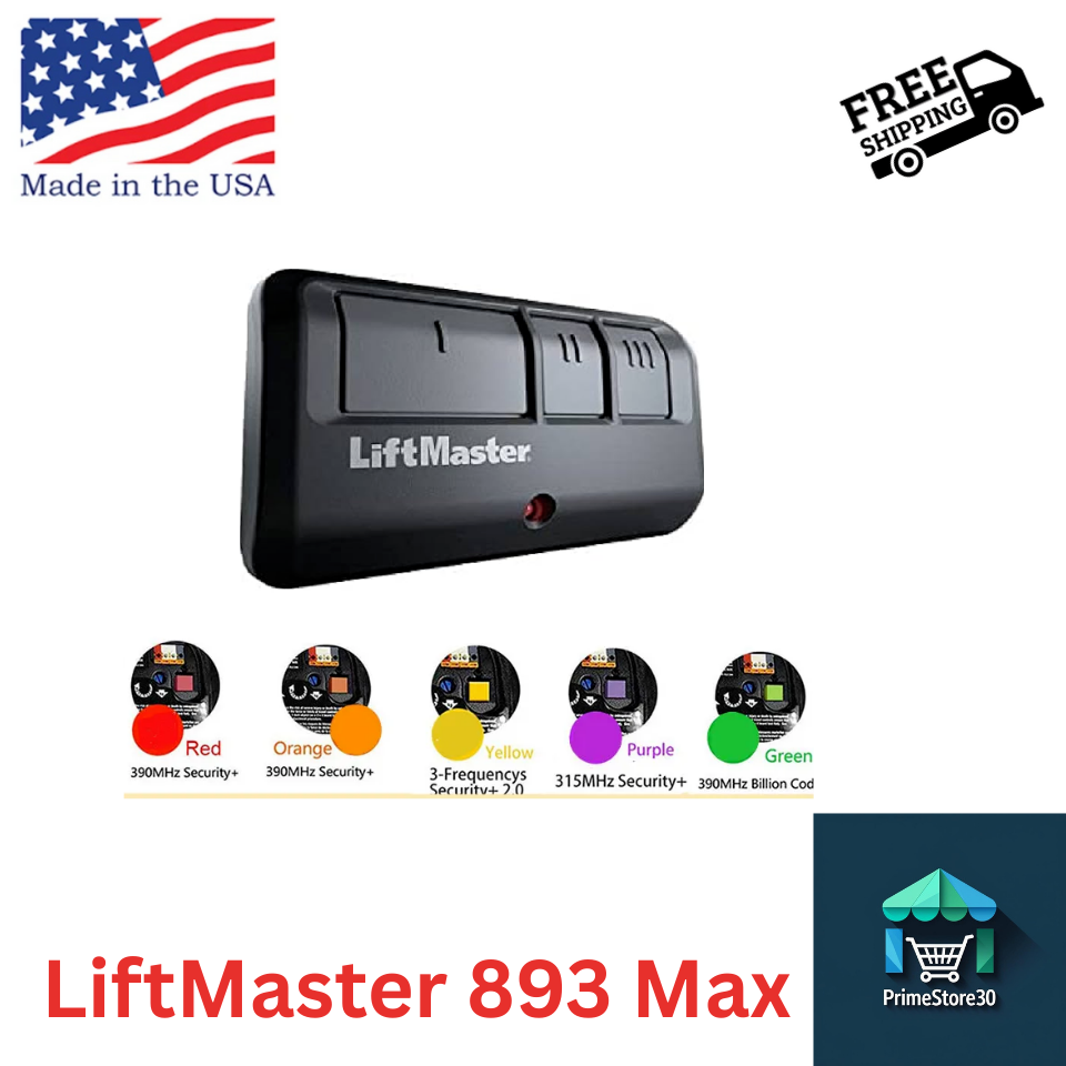 10 Pack LiftMaster 893MAX 3 Button Visor Remote Control Garage Door ...
