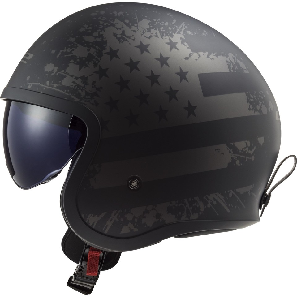 Motorcycle Helmet S - LS2 OF599 Spitfire II 2 Black Flag Jet with Sun ...