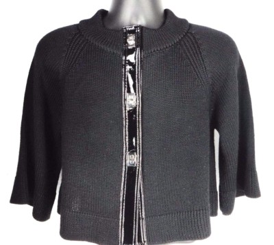 Peter Nygard Collection Cardigan Sweater Women Black 3/4" Sleeve ...