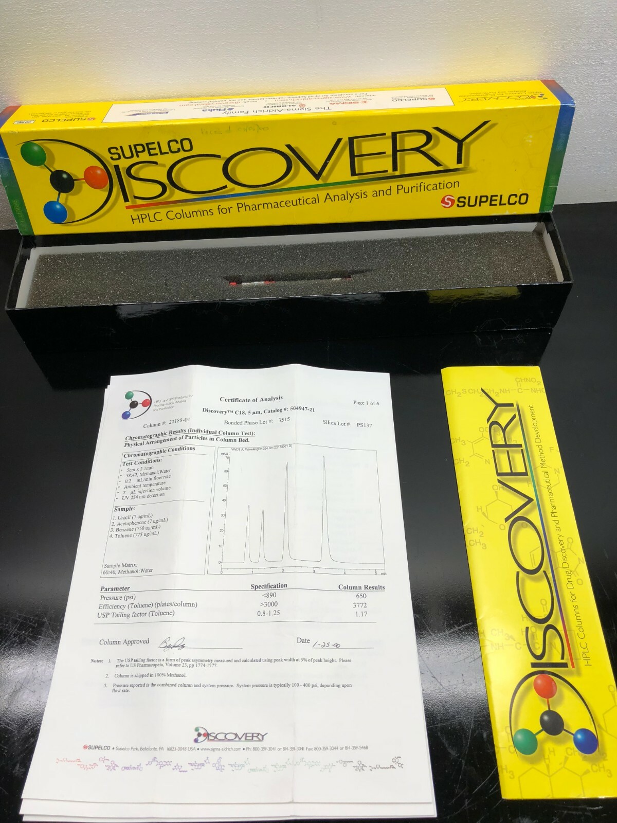 Supelco HPLC Column 504947-21 22188-01 Discovery 18 5cm x 2.1mm 5 Mic w ...