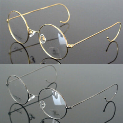 44/46/48mm Grey Gold Wire Rim Eyeglass frames Round Spectacles Glasses ...