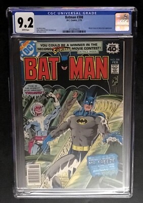 BATMAN #308 CGC 9.2 WP MISTER FREEZE 1st APP TIFFANY FOX BATGIRL DC ...