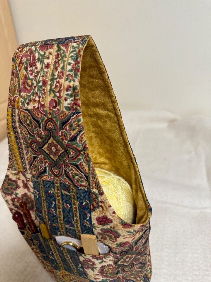 Handmade paisley patchwork quilted Take along Tote Crochet / yarn ...