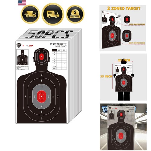 Paper Target Shooting Targets Silhouette Practice Indoor Outdoor 23X35 ...
