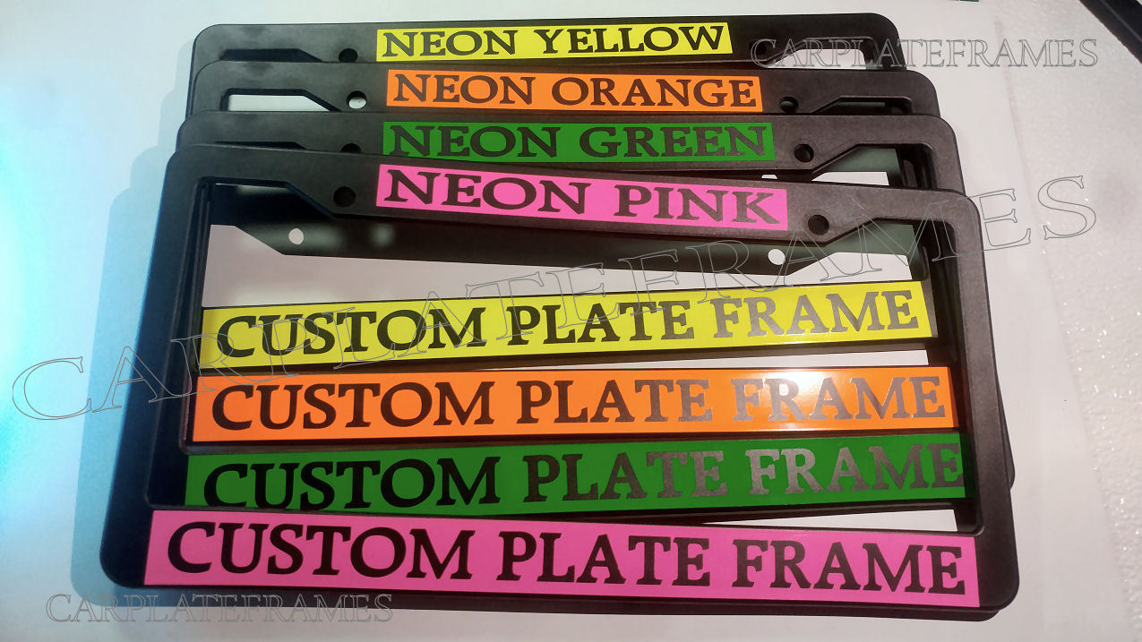 FLORESCENT NEON PICK COLOR BK. LETTER TAG HOLDER CUSTOM TEXT License ...