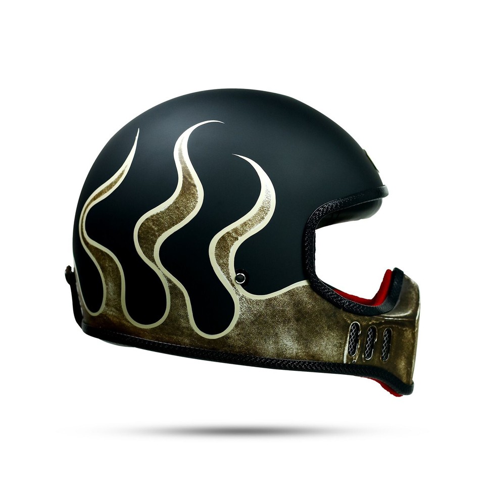 FULL FACE CUSTOM HELMET LOCOMOTO RUSTY CAFE RACER CHOPPER BOBBER ...