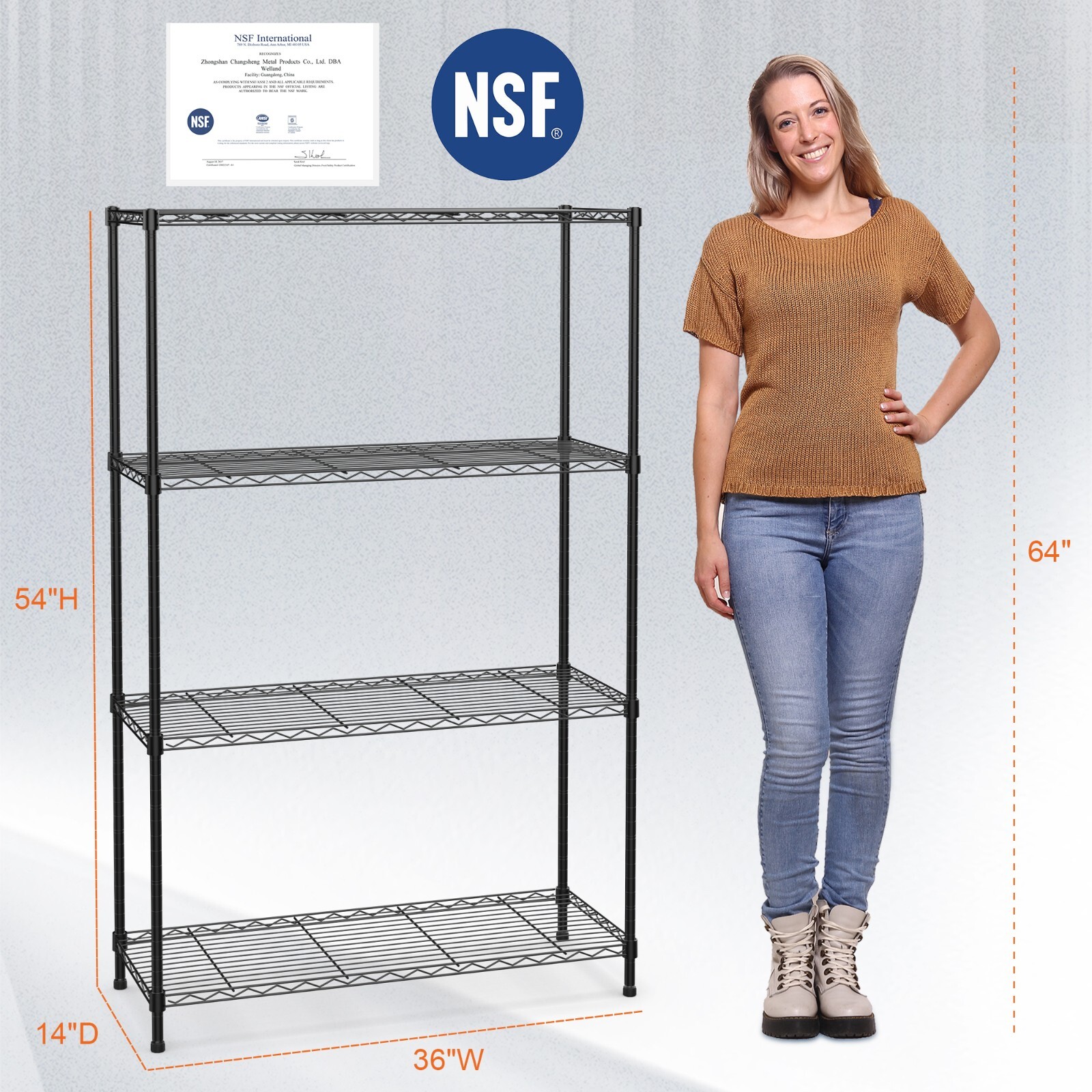 2 Pack 4-Tier Storage Shelf Unit Heavy Duty Wire Shelving 600lbs 54 ...