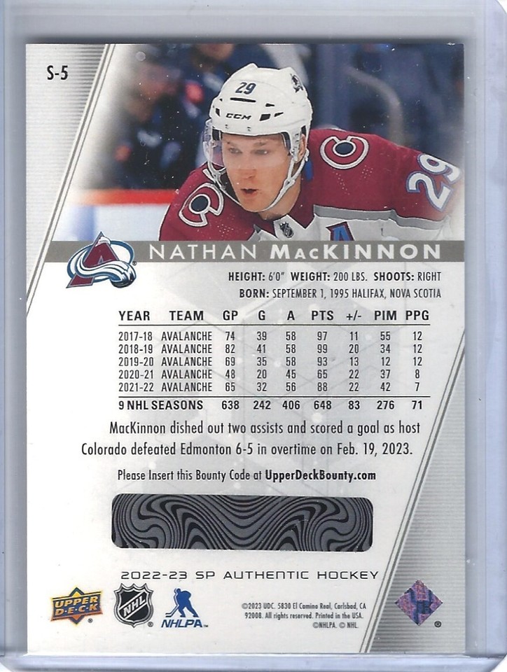 2022-23 SP Authentic Spectrum FX #S5 Nathan MacKinnon | eBay