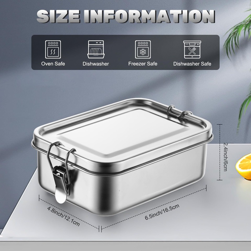 Stainless Steel Bento Box Metal Lunch Box Food Storage Containers Metal ...