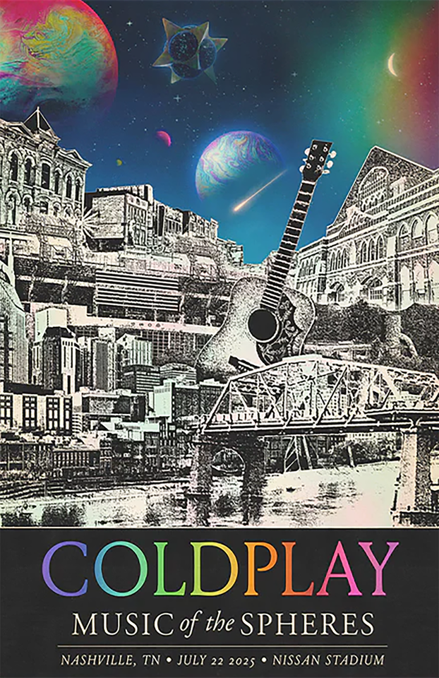 Coldplay Nissan Stadium Nashville , TN July 22 2025 Poster 11x17 2025 ...