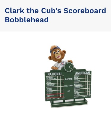 Clark Cubs Scoreboard Bobblehead CHI Cubs 4/26 SGA IN HAND SHIPS FAST ...