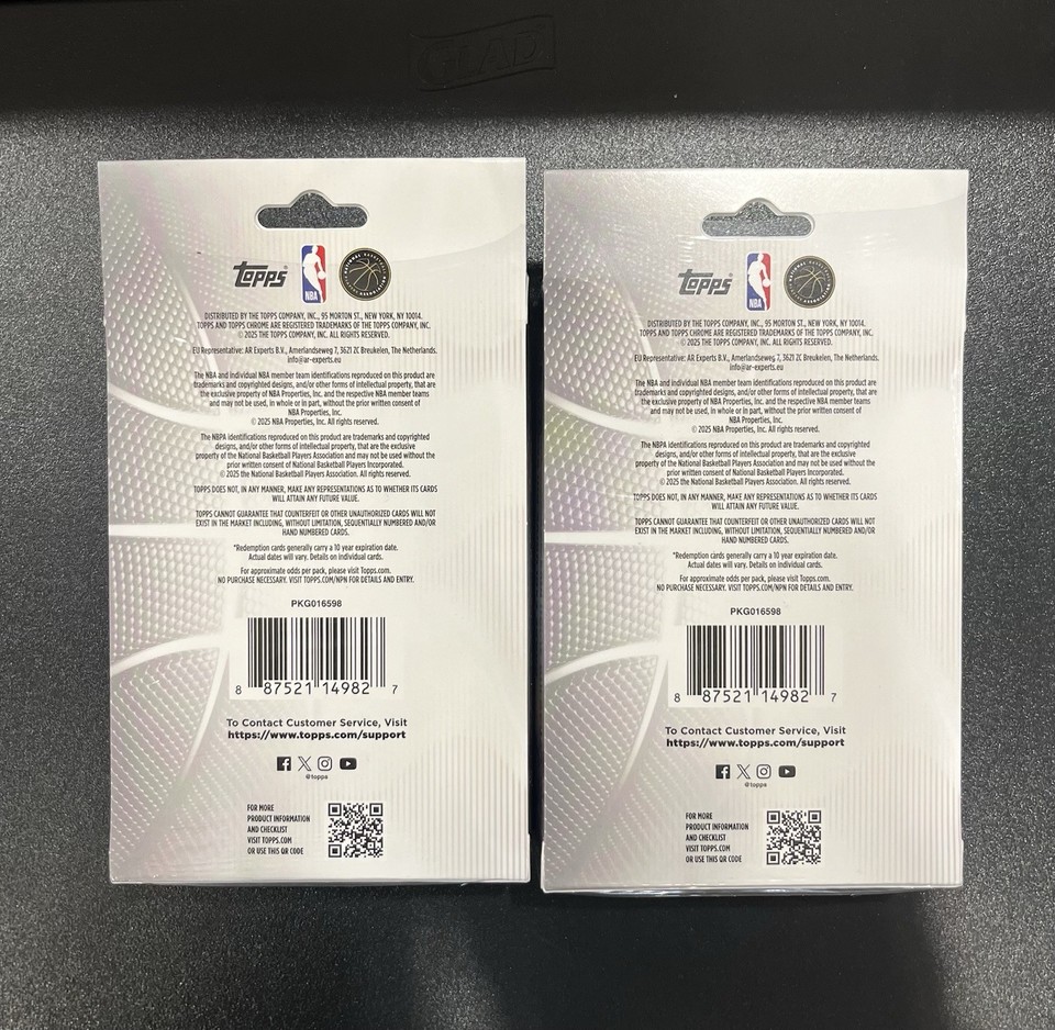 (2) 2025-26 Topps Chrome NBA Basketball New Sealed Trading Card Hanger ...