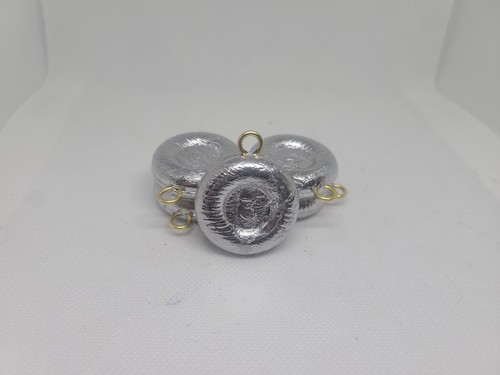 5 - 3 oz. RIVER SINKER, DISC FISHING WEIGHT, NO-ROLL!, w/ Brass Eyelet ...